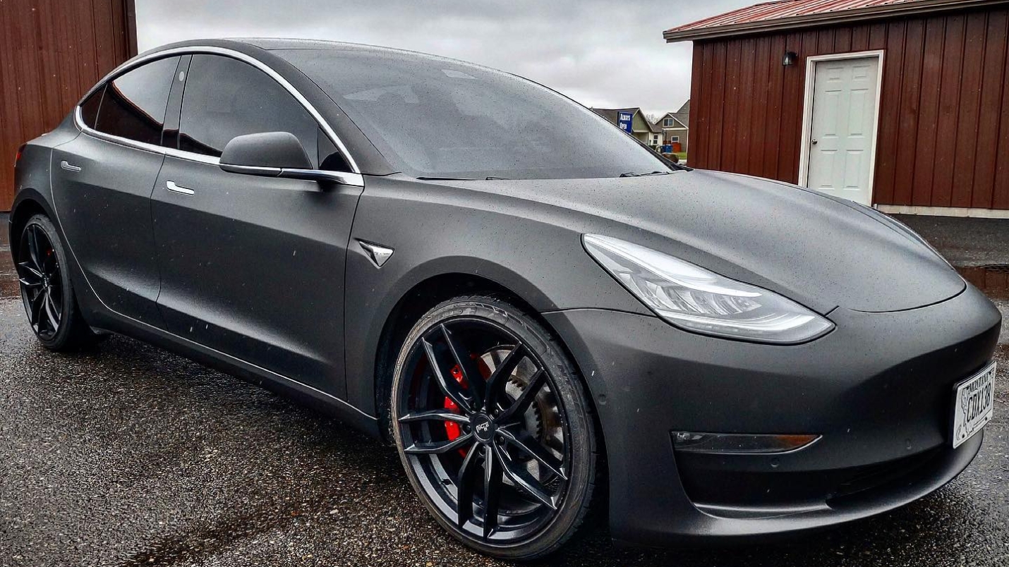 Matte Black Telsa Model 3 · SCS Wraps